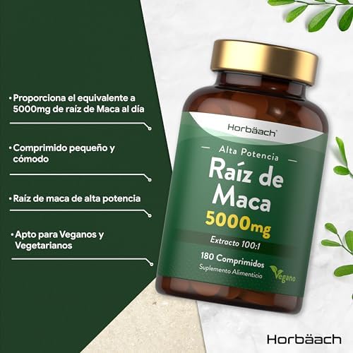 Maca Peruana Extracto 5000 mg | 180 pastillas veganas (no cápsulas ...