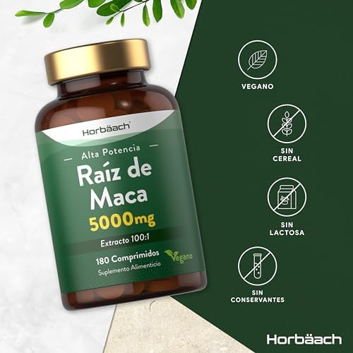 Maca Peruana Extracto 5000 mg | 180 pastillas veganas (no cápsulas ...
